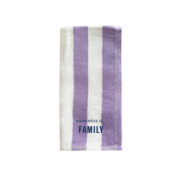 Napkin: Family, Lilac Stripe - Happiness Is...